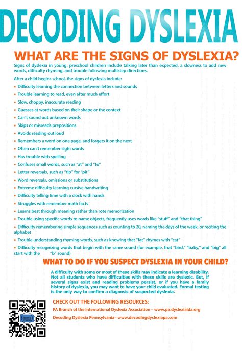 Posters And Handouts Decoding Dyslexia Pennsylvania