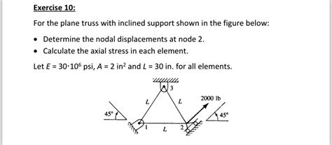 Exercise 10 For The Plane Truss With Inclined Support Shown In The Figure Below • Determine