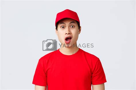 Delivery Contactless Orders And Shopping Concept Embarrassed And