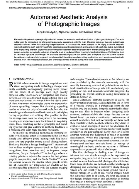 Pdf Automated Aesthetic Analysis Of Photographic Images Pdf Automated Aesthetic Analysis Of Photographic Images