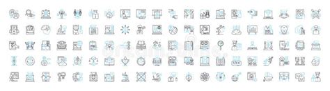 Online Education Vector Line Icons Set Elearning Distance Courses Webinars Virtual