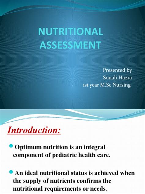 Nutritional Assessment Pdf Health Sciences Medical Specialties
