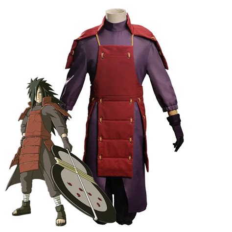 Anime Naruto Uchiha Madara Cosplay Costume Battle Suit Outfit Uniform