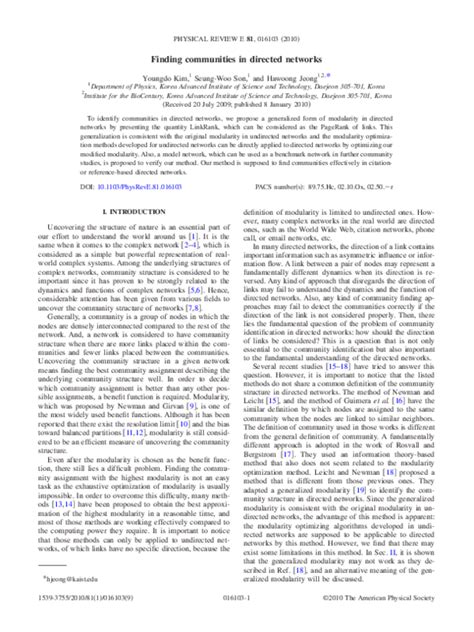 Pdf Finding Communities In Directed Networks