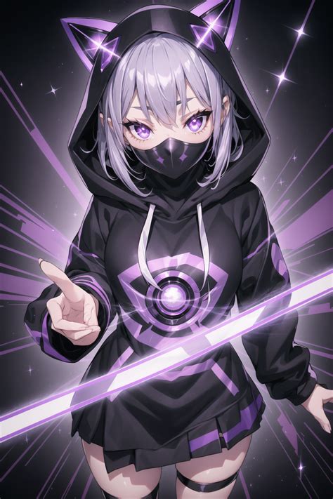 Anime Girl With Silver Hair And Purple Eyes
