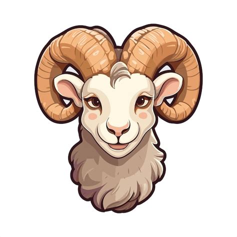 Bighorn Sheep Mignon Drôle Dessin Animé Kawaii Clipart Coloré Aquarelle