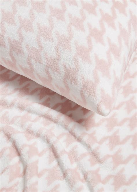 Pink And White Herringbone Cushion And Throw Set Matalan