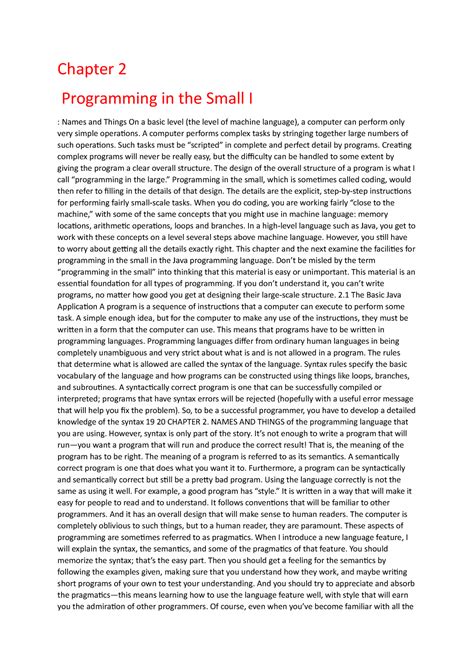 Java Notes 1 In This Pdf Given Brief Introduction About Java Chapter 2 Programming In The