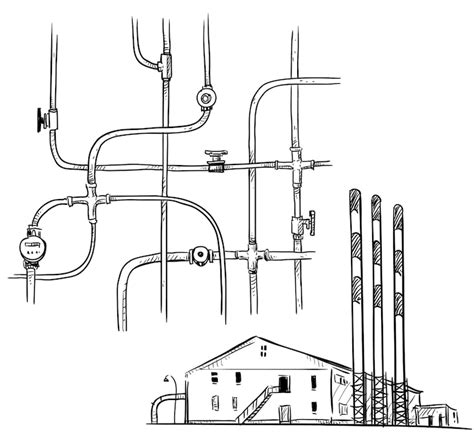Premium Vector Power Plant Factory Pipeline Assembly Line Sketch