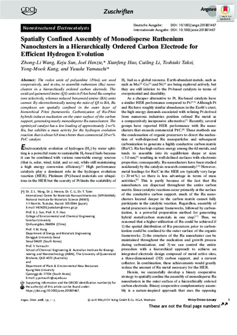 Pdf Spatially Confined Assembly Of Monodisperse Ruthenium Nanoclusters In A Hierarchically