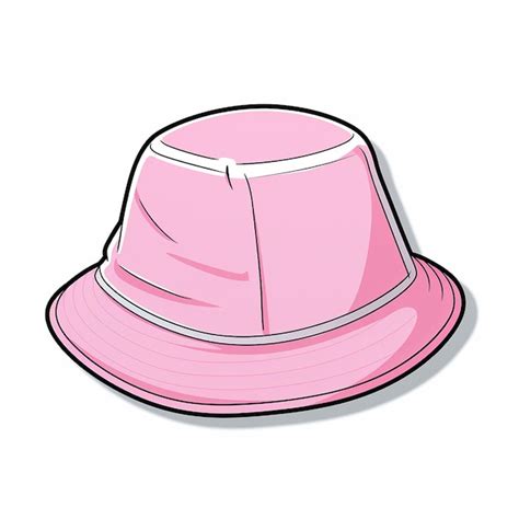 Premium Photo Vector Pink Bucket Hat Sticker With A White Border Vector