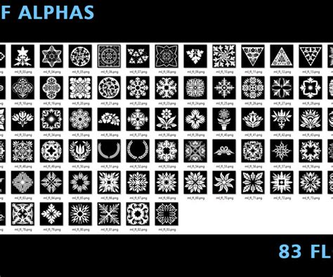 Artstation Pack Of 400 Alphas Indian Floral Classic African Png Brushes