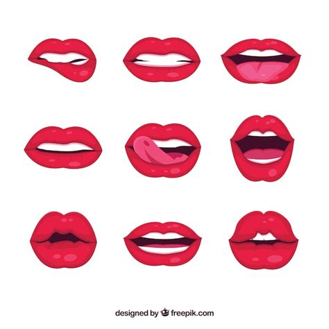 Female Lips Collection With 2d Style Free Vector