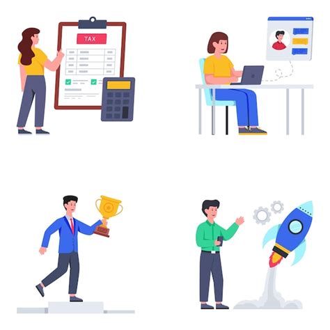 Premium Vector Pack Of Business Startups Flat Illustrations