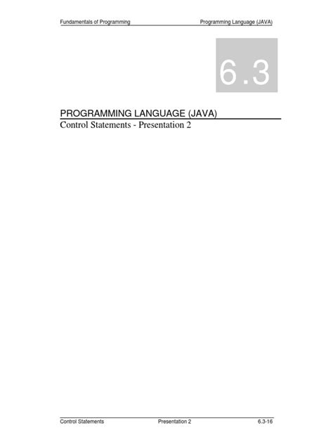 Programming Language Java Control Statements Presentation 2 Pdf