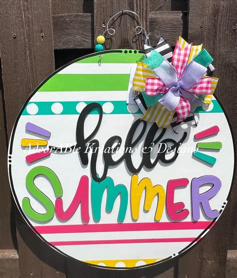 3d Hello Summer Door Hanger Watermelon Door Hanger Summer 23 Round