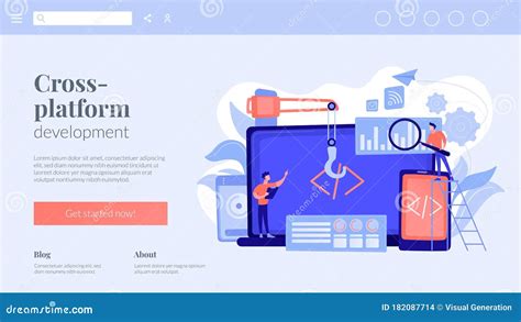 Cross Platform Development Concept Landing Page Stock Vector Illustration Of Millennial