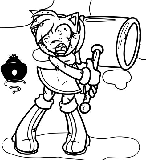Amy Rose Small Robot Coloring Page Wecoloringpage