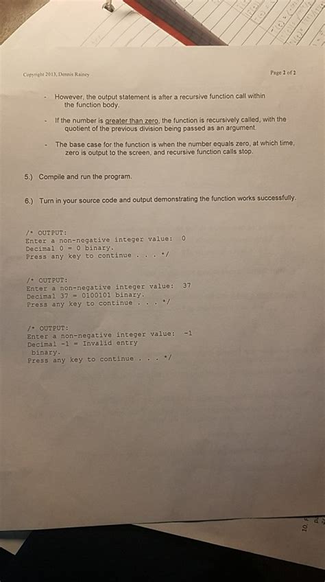 Solved Copyright 2013 Dennis Rainey HW 5a Recursion Decimal Chegg