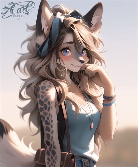 Amainjio A Girl Wolf Character Standing Furry By Aiartelfik On Deviantart