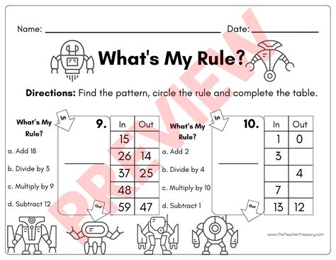 Function Machines Whats My Rule Input And Output Tables Robot Theme
