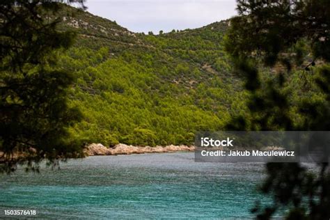 크로아티아의 Peljesac 반도 해안선의 파노라마 청록색 물 위에 바위와 푸른 언덕이 있는 놀라운 지중해 해안선 부치네 해변