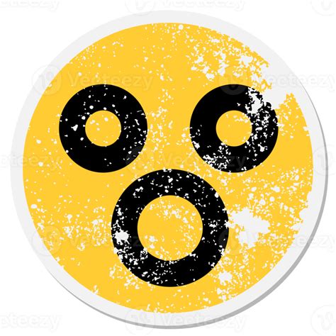 Shocked Face Circular Sticker 45230658 Png