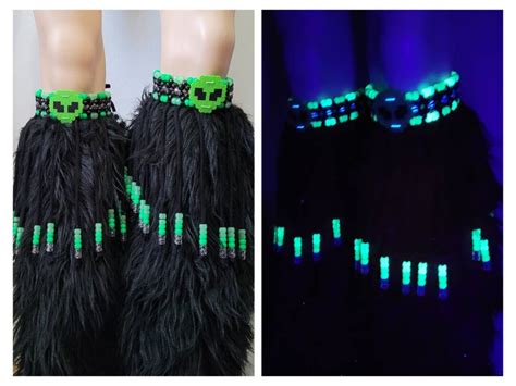Made To Order Alien Fringe Kandi Garters Rave Outfit Kandi Bracelets