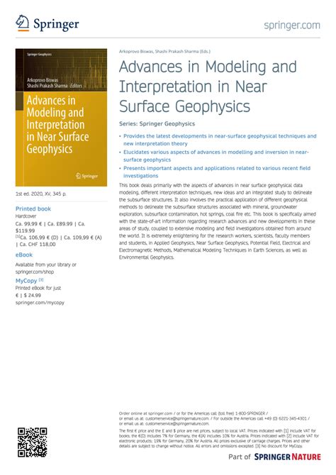 Pdf Advances In Modeling And Interpretation In Near Surface Geophysics
