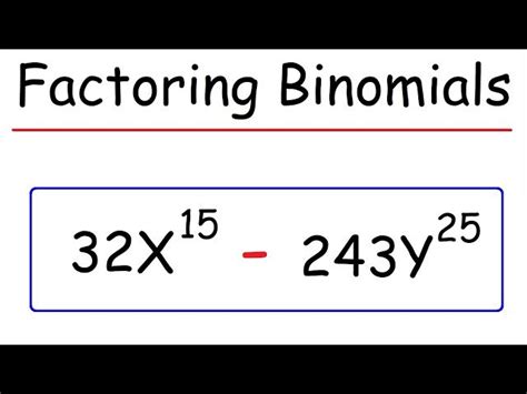 Free Video Factoring Binomials Using Special Formulas From The Organic