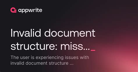 Invalid Document Structure Missing Required Attribute Time Threads Appwrite