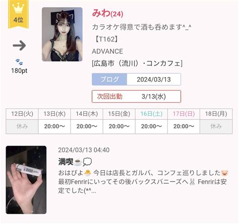 猫様シャンパンありがとう🥂🥂🥂😊 なっちゃん Bugs Bunnies・バックスバニーズ 広島市（流川）のガールズバー ポケパラ