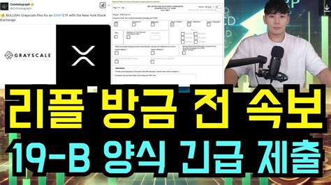 리플 코인 긴급속보 그레이스케일 대형사고쳤다 뉴욕증권거래소 난리난 이유 19 B 양식 긴급제출 Youtube
