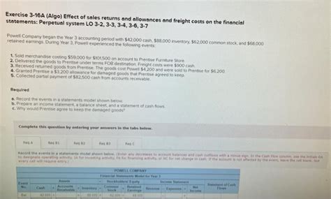 solved exercise 3 16a algo effect of sales returns and