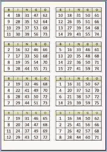 Baú da Web Cartelas de bingo para imprimir