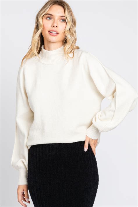 Ivory Mock Neck Maternity Sweater Pinkblush