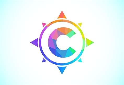 Premium Vector Polygonal Alphabet C In A Compass Low Poly Style