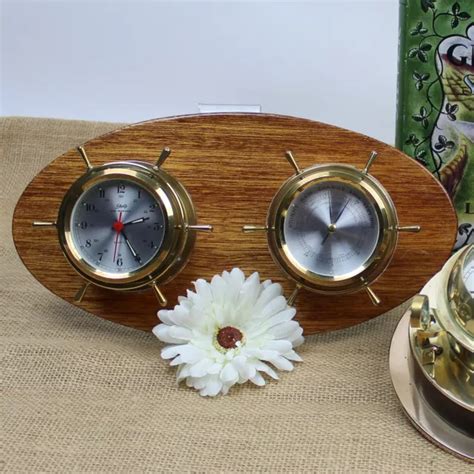 Vintage Schatz Mini Mariner Clock With Barometer Solid Brass On