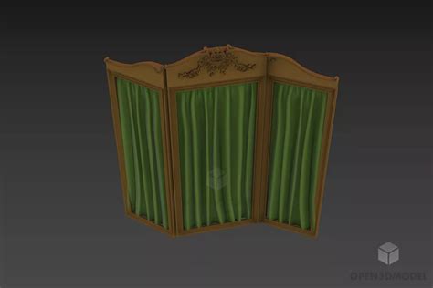 Textile Divider Screen With Antique Frame Free 3d Model 3ds Gsm