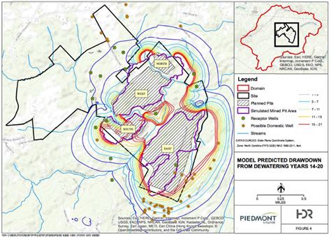 Model Predicted Drawdown At The End Of The 20 Years Of Simulated Dewatering Download