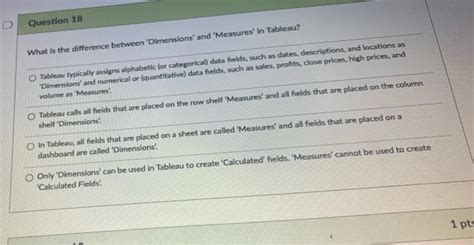 Solved What Is The Difference Between Dimensions And Chegg