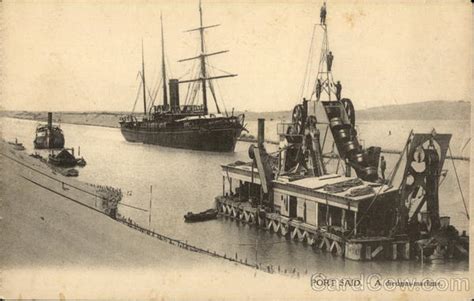 Suez Canal And Dredging Machine Port Said Egypt Africa