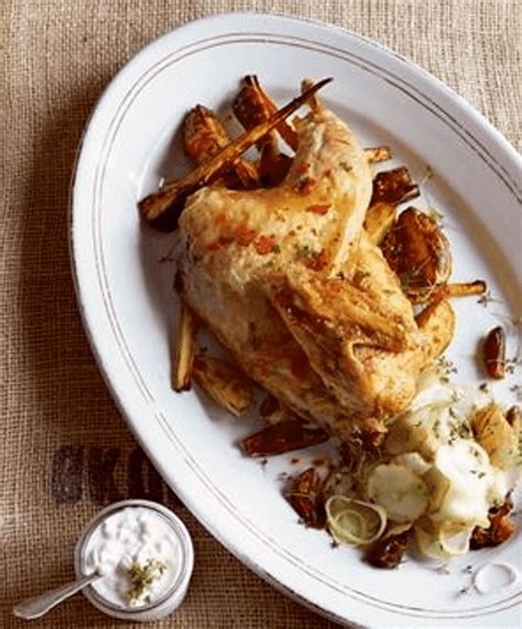 Ovnstegt Kylling Med Blommechutney Og Nye Kartofler Opskrift Fra
