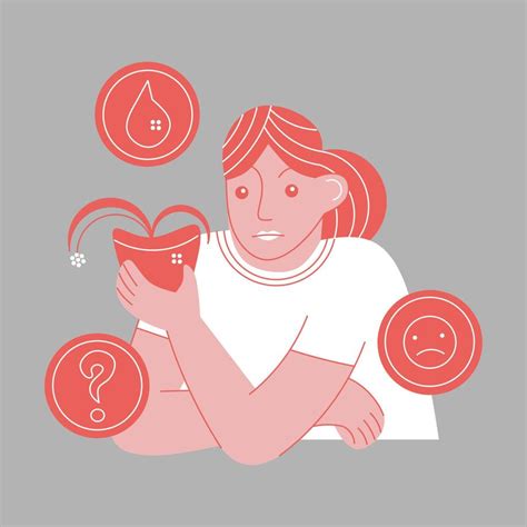 Cartoon Style Vector Illustration Of A Girl Holding A Dying Plant