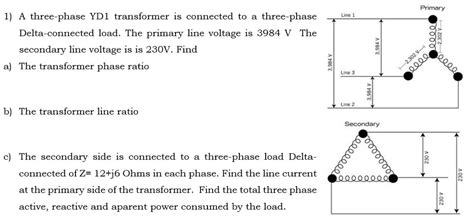 Solved Primary 1 A Three Phase Yd1 Transformer Is Connected
