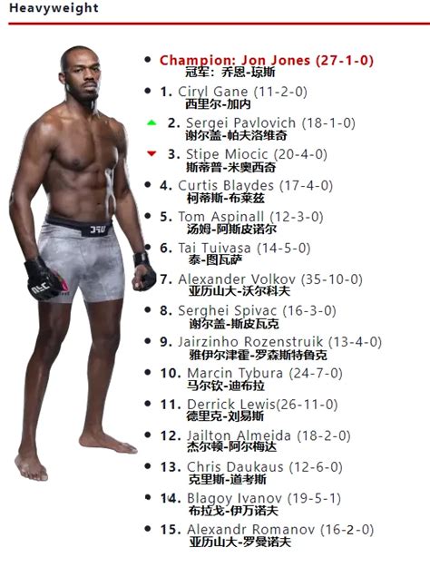 Ufc各量级最新排名 20230426更新 哔哩哔哩