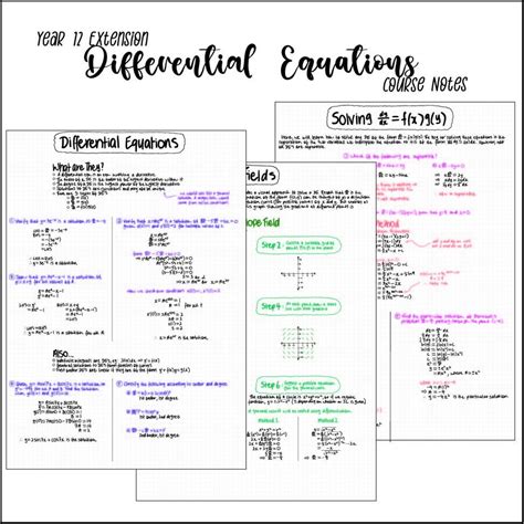 12 Ext Math Hsc Differential Equations Notes Etsy