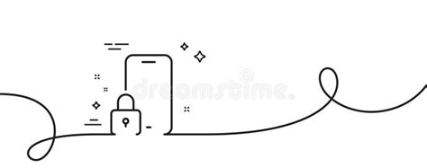 Lock Line Icon Fingerprint Access Sign Continuous Line With Curl Vector Stock Illustration