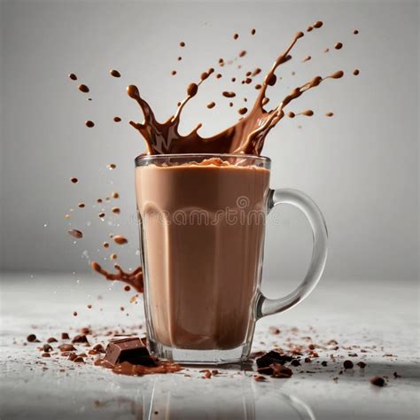 Chocolate Milk Splash In White Mug White Background Stock Illustration