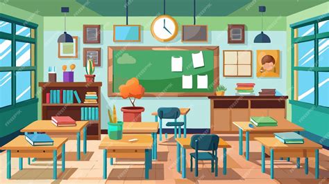 Empty Classroom Interior School Or College Class With Teacher Table
